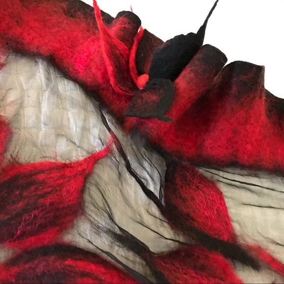 Accessories | Designer Original Hand Made Ruffled Felt Shawl | Poshmark